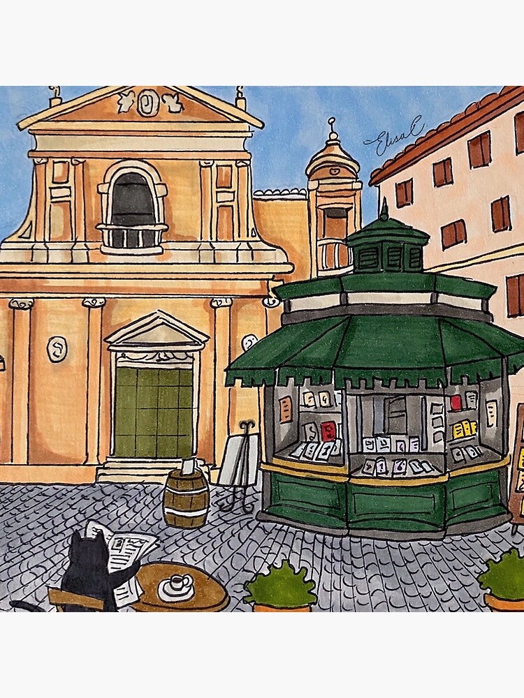 "Journal of a Cat in Rome - Piazza Capranica" Sticker for Sale by ...