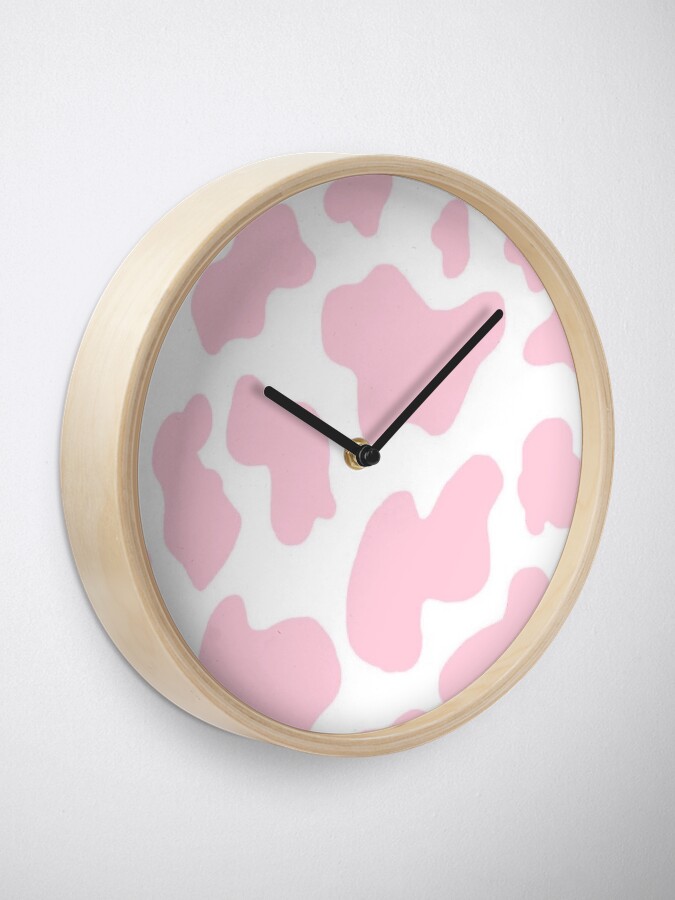 "pink cow print" Clock for Sale by sqftv | Redbubble