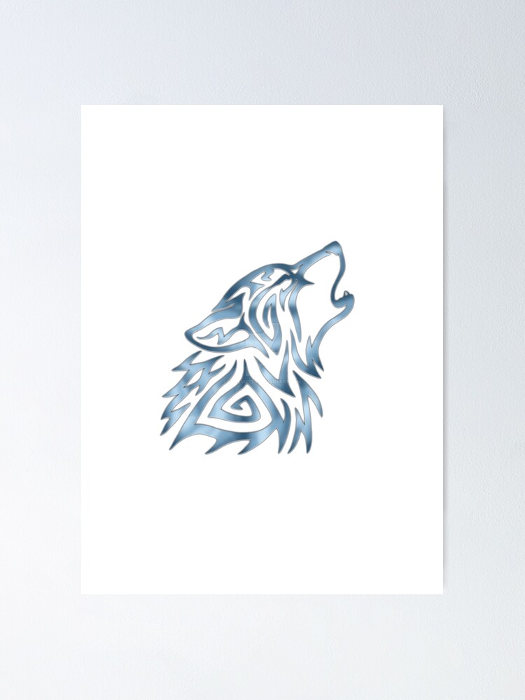 "Blue Howling Wolf" Poster by expressu | Redbubble