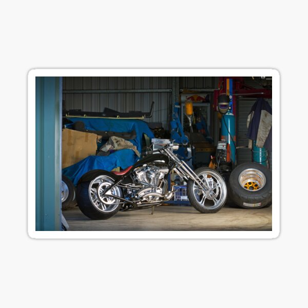 "Mark's Black Custom Chopper" Sticker by HoskingInd | Redbubble