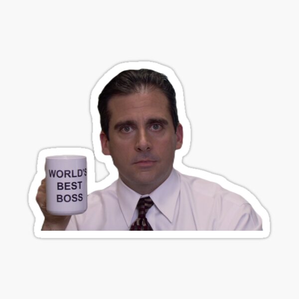 "Micheal Scott Worlds Best Boss" Sticker for Sale by deadbeattaco ...