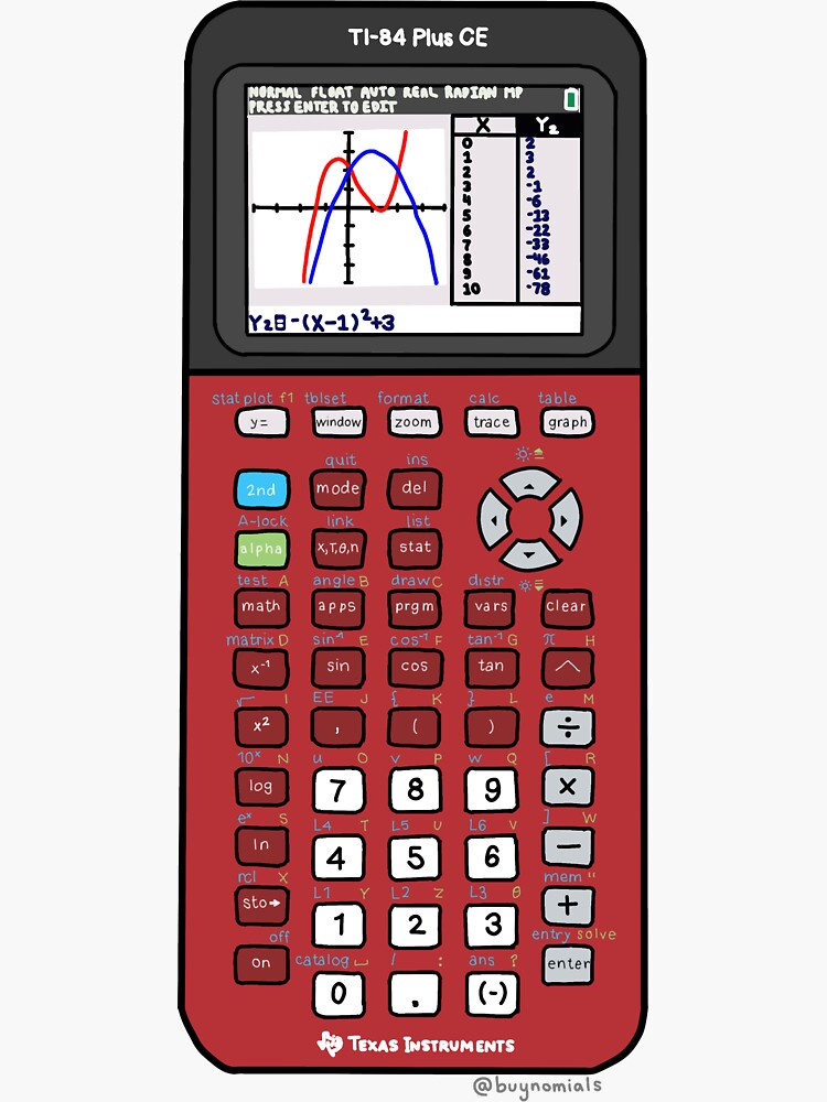 "Radical Red TI Calculator" Sticker for Sale by buynomials | Redbubble