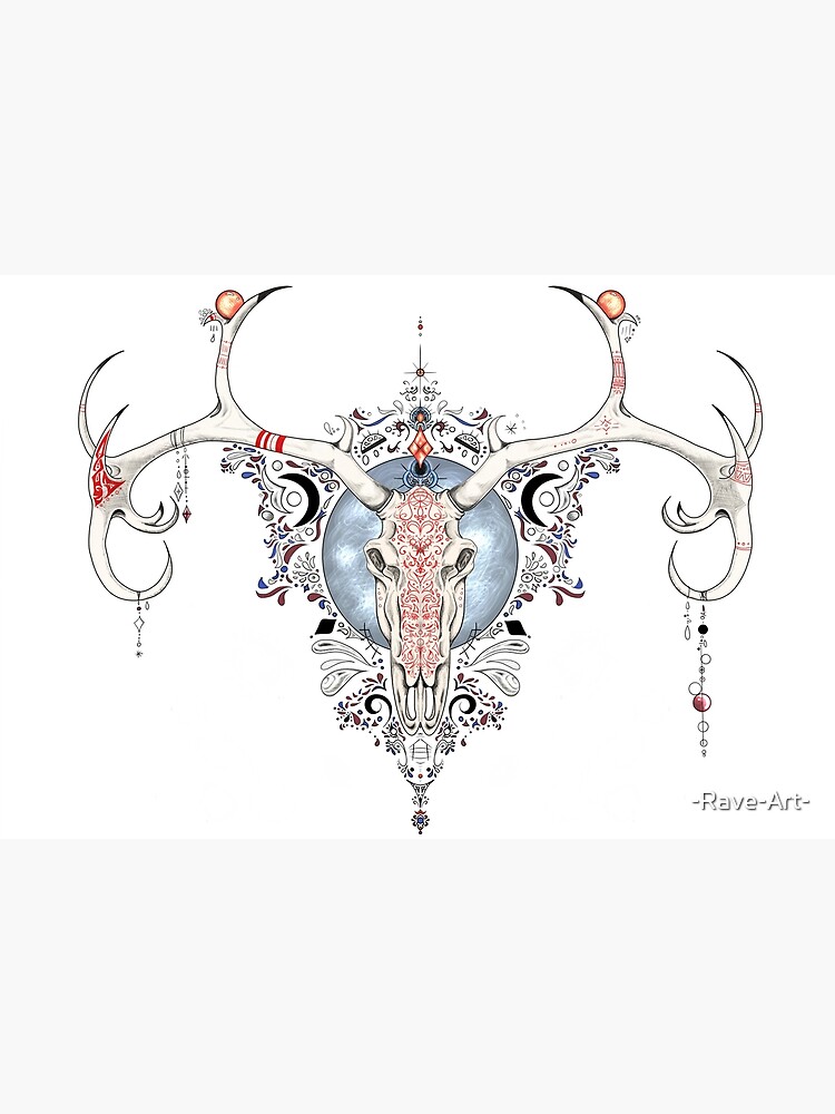 "boho art nouveau moon magic deer skull" Poster by -Rave-Art- | Redbubble
