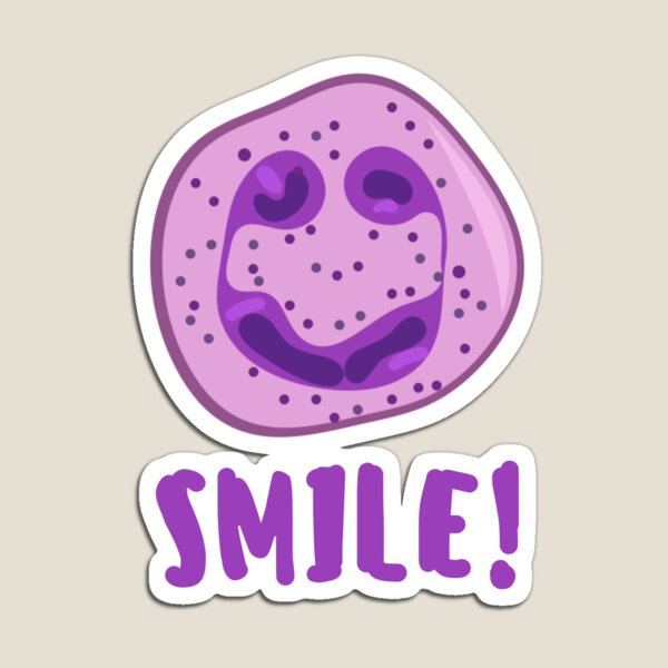"White Blood Cell Smiling Neutrophil" Magnet for Sale by twicetrader ...