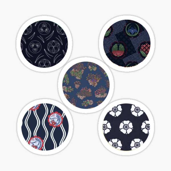 "Origami Paper Traditional Japanese Pattern Sticker Set - Navy Floral ...