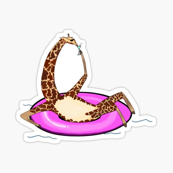 "Giraffe chilling on a floaty" Sticker for Sale by nikolasgeorge ...