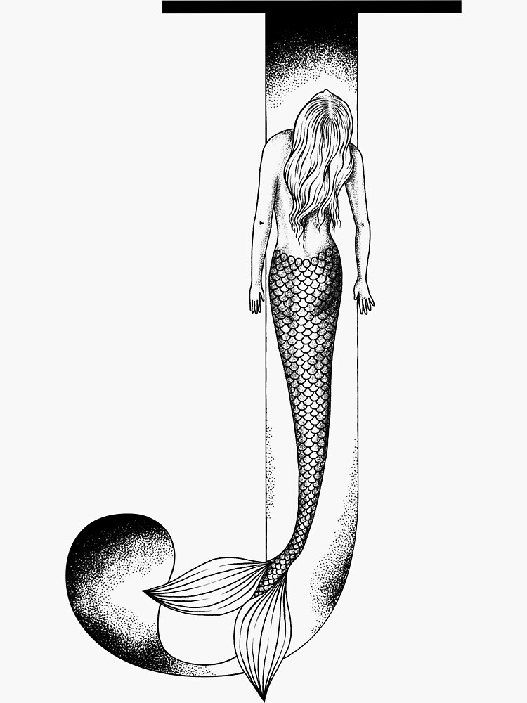 "Mermaid Alphabet - J" Sticker by Eweglein | Redbubble
