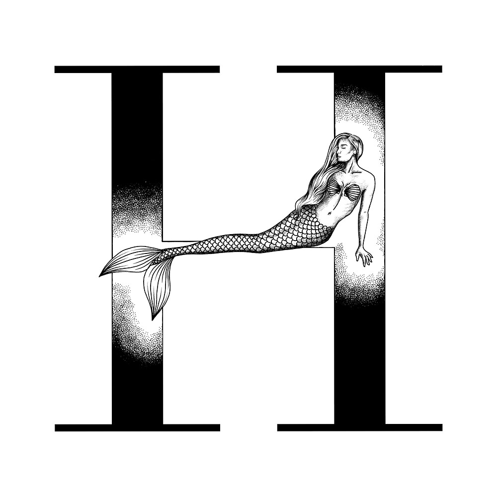 "Mermaid Alphabet - H" by Elizabeth Weglein | Redbubble