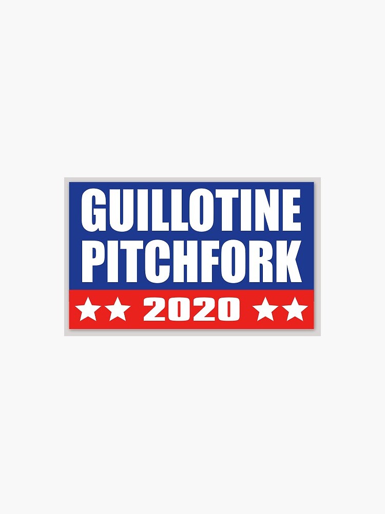 "Guillotine Pitchfork 2020" Sticker by scarlet-banner | Redbubble