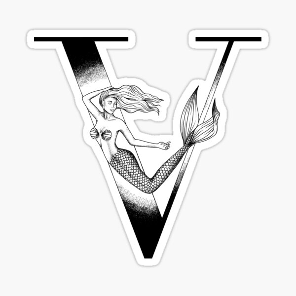 Pegatina «Alfabeto de sirena - V» de Eweglein | Redbubble