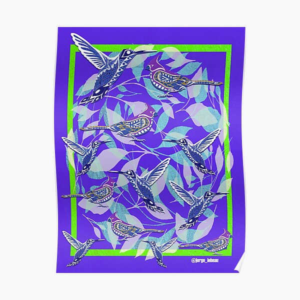 "angry mockingbird with wings mexican patterns ecopop" Poster for Sale ...