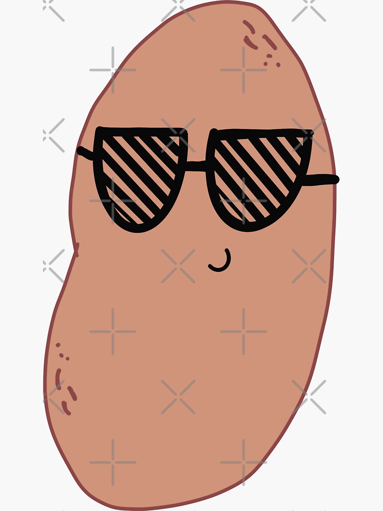 "Potato Sunglasses Kawaii Cool Vegetable" Sticker for Sale by ...