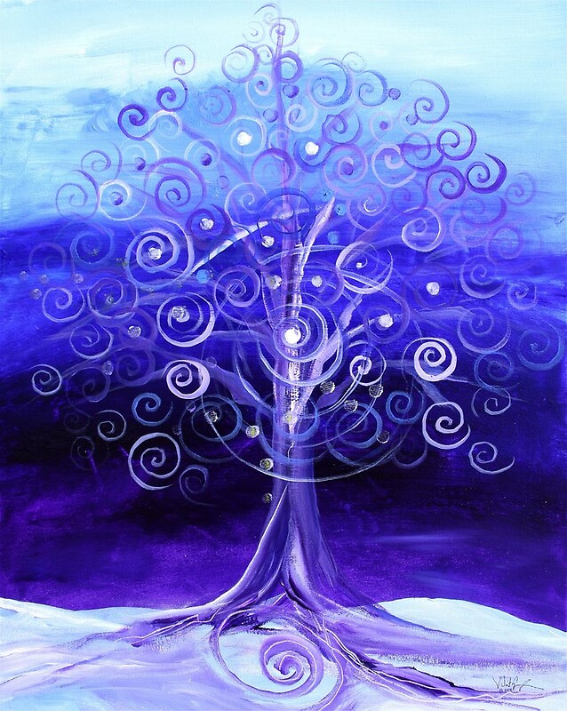 "WINTER TREE, Abstract Tree Art, COLD, Beautiful Blues, Violets, NICE ...