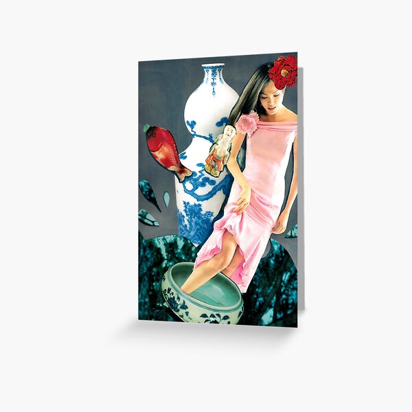 "Porcelain Ocean Antique Chinese Mulan Red Carp Fish" Greeting Card for ...