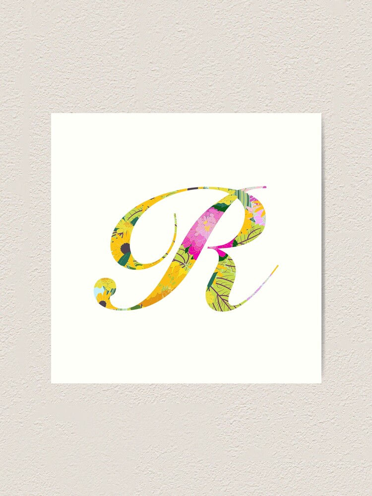 "Monogram Floral Cursive Letter R" Art Print for Sale by ...