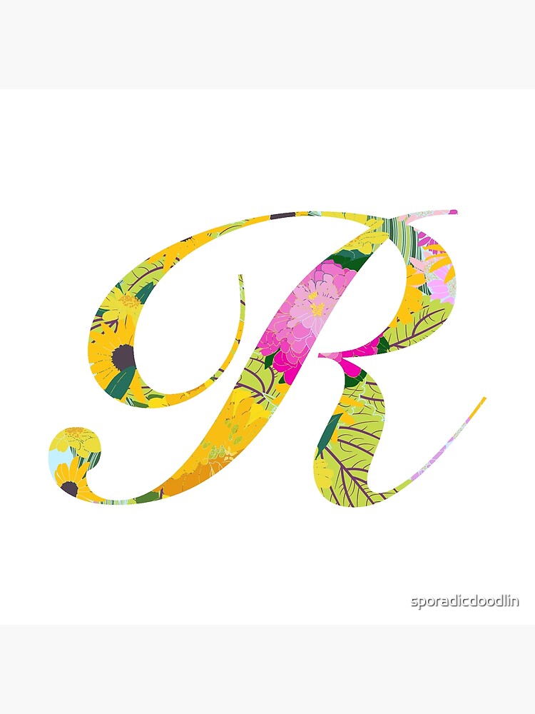 "Monogram Floral Cursive Letter R" Art Print for Sale by ...