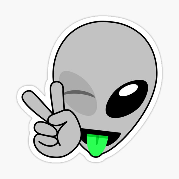 "Gray Space Alien With Green Tongue " Sticker by SpaceAlienTees | Redbubble
