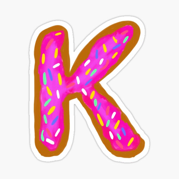 "Pink Donut With Rainbow Sprinkles Letter K" Sticker by KatharineArt ...