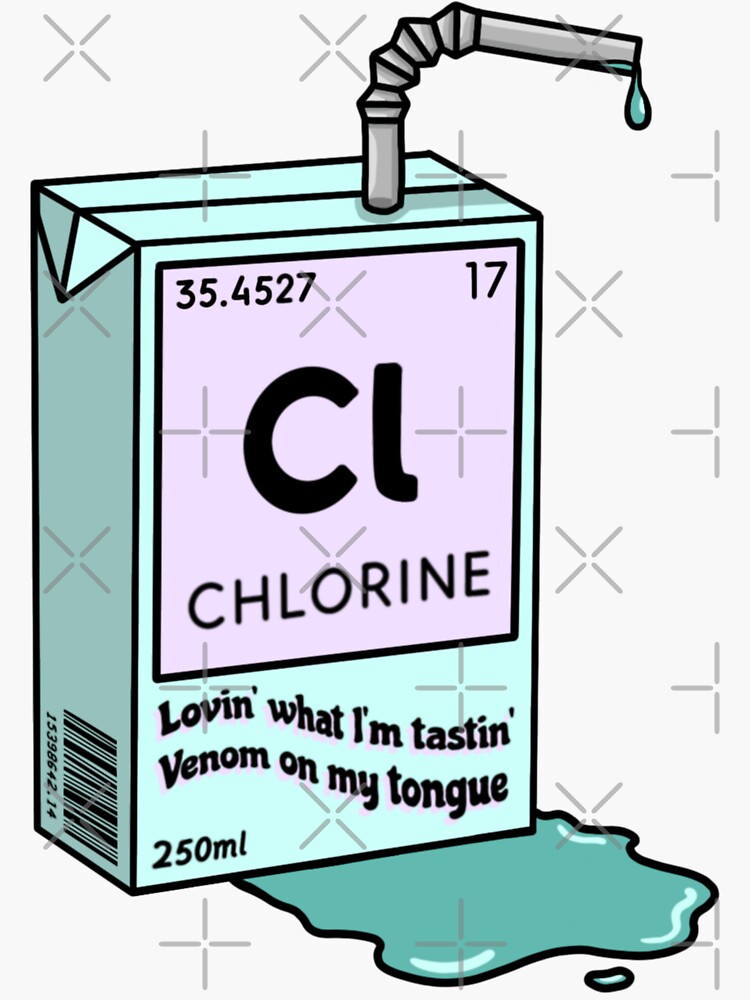 "Chlorine Juice Box" Sticker for Sale by CarleeJFerguson | Redbubble