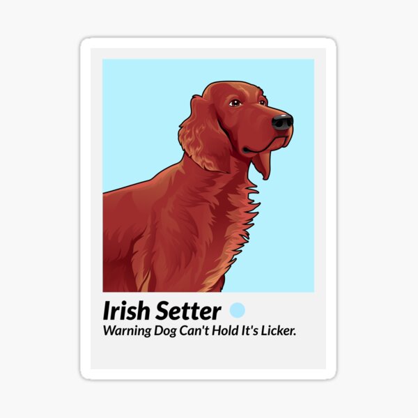 "Irish Setter, Warning Dog Can't Hold It's Licker" Sticker by SumoRoom ...