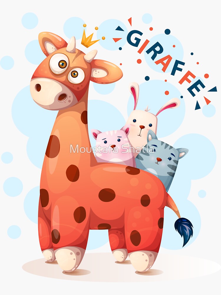 "Giraffe, cat, kitty, rabbit t-shirt " Sticker by mn17863 | Redbubble