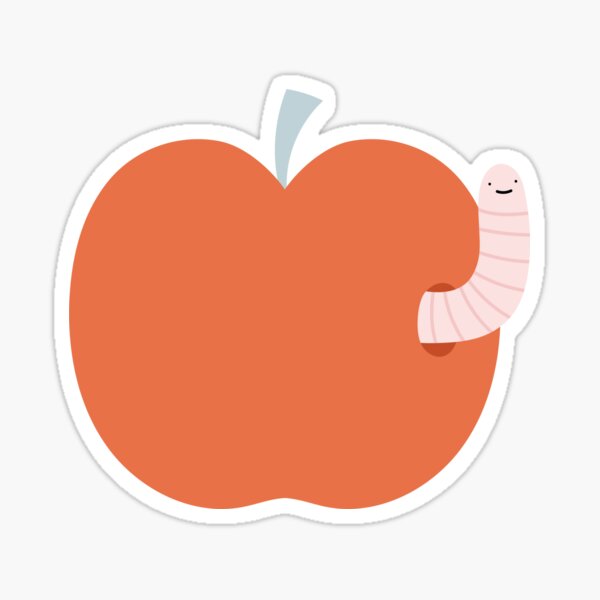 "Worm peeking out of an apple" Sticker for Sale by studiolilu | Redbubble