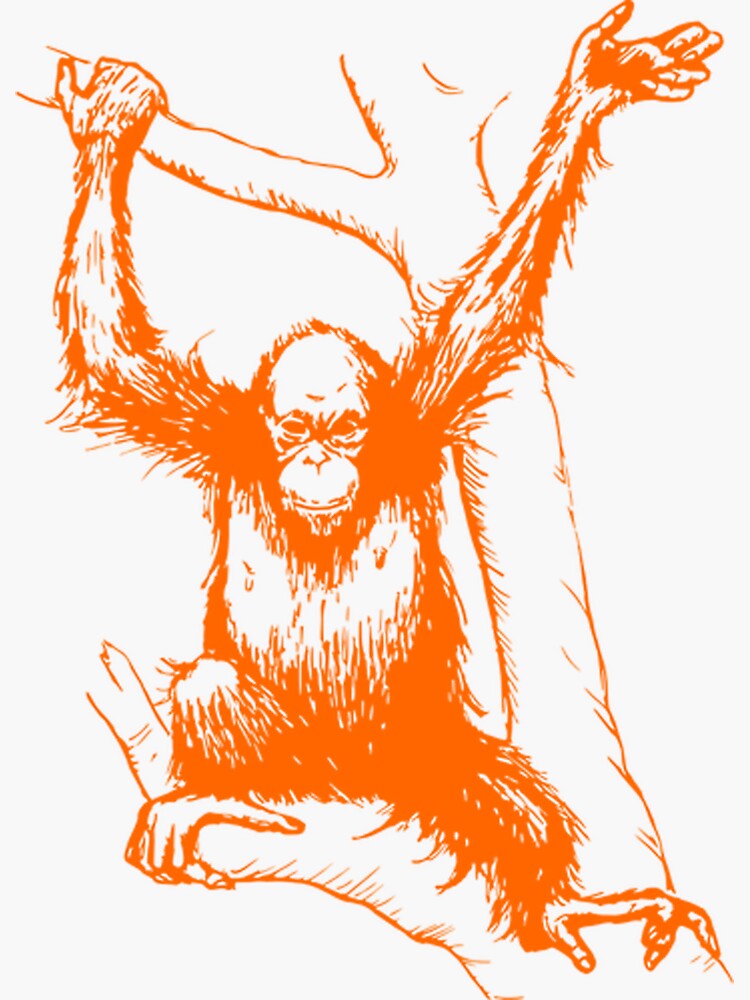 "Orang Utan Design" Sticker for Sale by Captainmairah | Redbubble