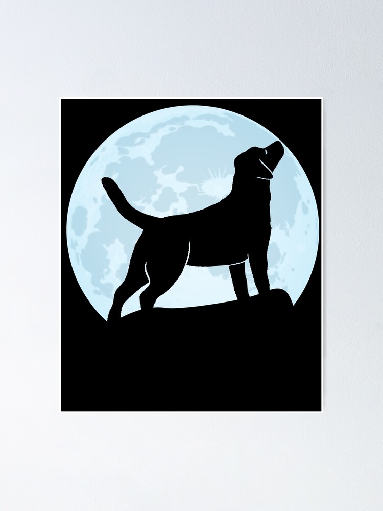 "labrador lover dog moon gift labrador retriever silhouette" Poster for ...