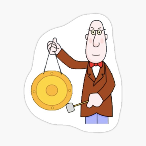 "VHL Spanish man with gong" Sticker for Sale by bruh-thanos | Redbubble