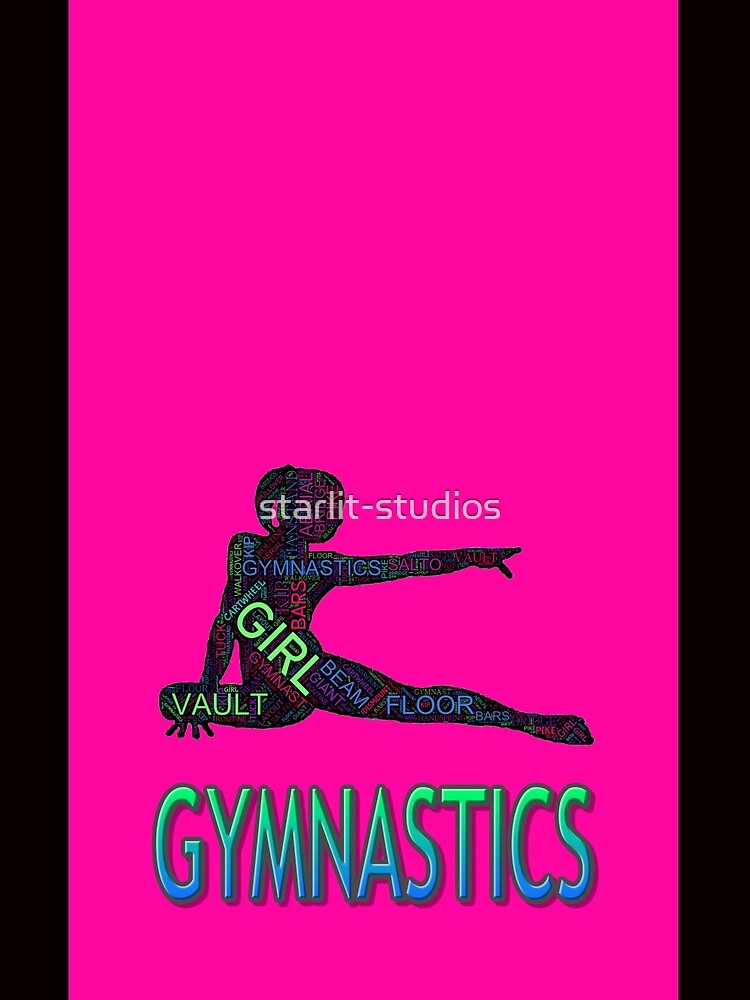 "Gymnastics Word Art Hot Pink" Drawstring Bag for Sale by starlit ...