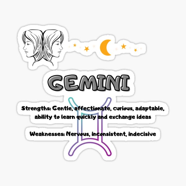 "Gemini strengths and weaknesses" Sticker for Sale by Yesmalady | Redbubble