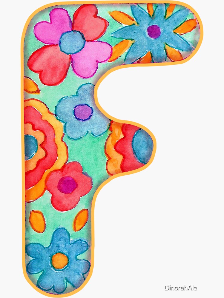 "Mexican Floral Monogram sticker - Letter F" Sticker by DinorahAle ...