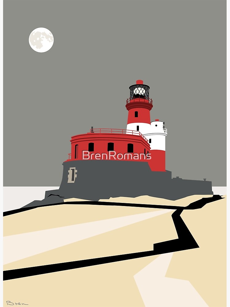 "The Longstone Lighthouse and the moon" Poster by BrenRomans | Redbubble