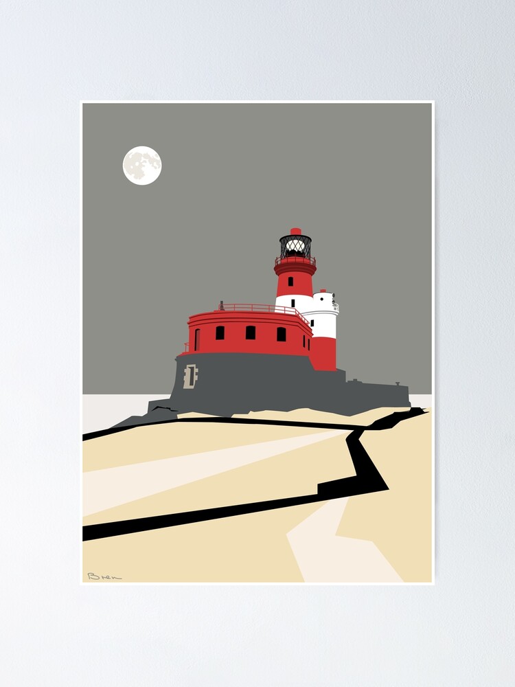 "The Longstone Lighthouse and the moon" Poster by BrenRomans | Redbubble