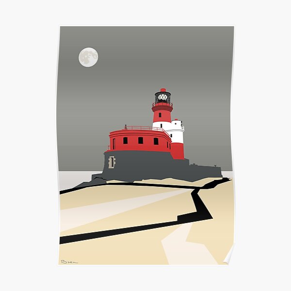 "The Longstone Lighthouse and the moon" Poster by BrenRomans | Redbubble