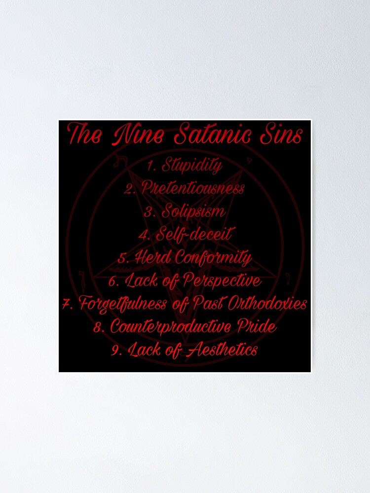 "The nine satanic sins" Poster for Sale by PastelMidget02 | Redbubble