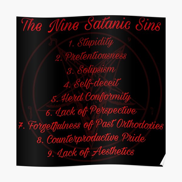 "The nine satanic sins" Poster for Sale by PastelMidget02 | Redbubble