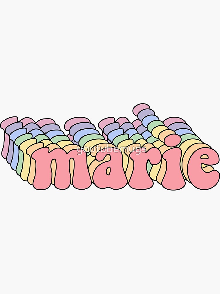 "marie name sticker" Sticker for Sale by youtubemugs | Redbubble