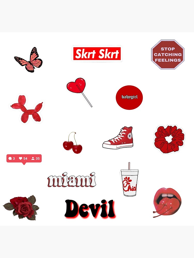 "Red Aesthetic sticker pack" Poster by ArtByMal | Redbubble