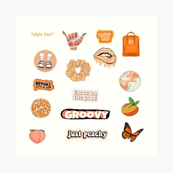 "Orange Aesthetic sticker pack" Art Print for Sale by ArtByMal | Redbubble