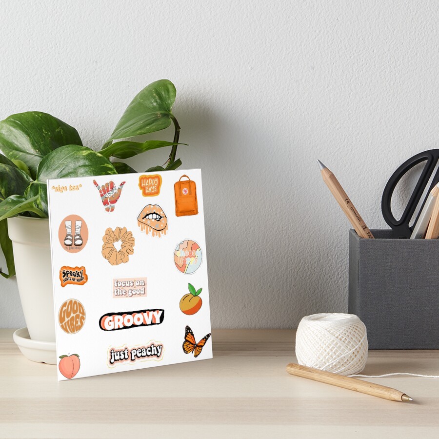 "Orange Aesthetic sticker pack" Art Board Print by ArtByMal | Redbubble