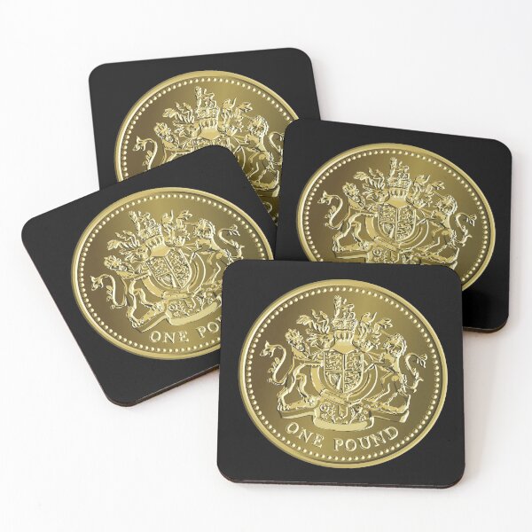 "British money gold coin one pound" Coasters (Set of 4) for Sale by ...