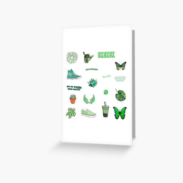 "Green aesthetic sticker pack" Greeting Card for Sale by ArtByMal ...