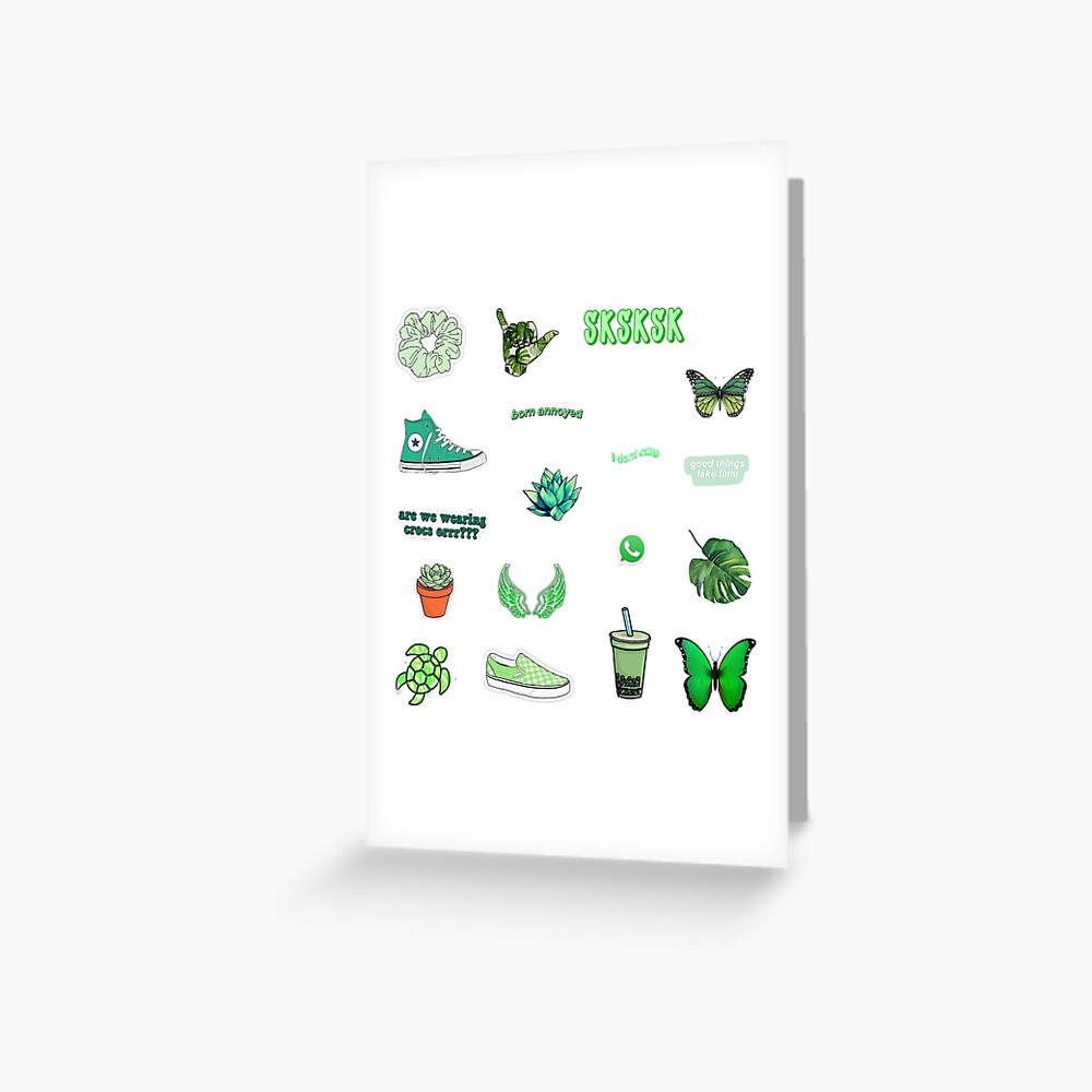 "Green aesthetic sticker pack" Greeting Card for Sale by ArtByMal ...