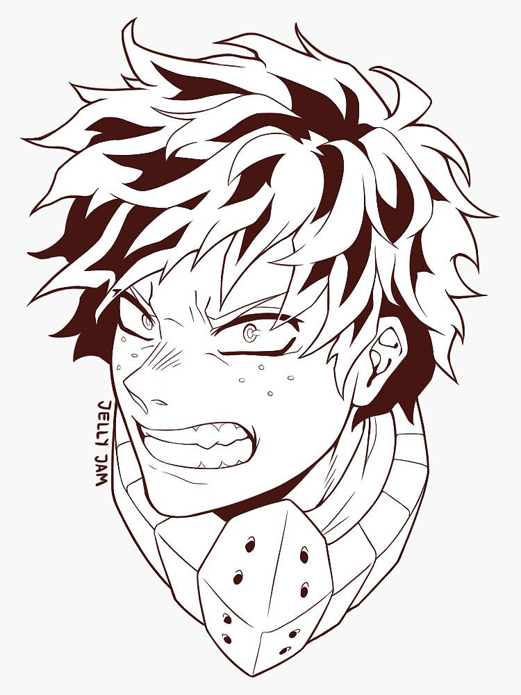 "Deku (Line Art)" Sticker for Sale by JellyJamArts | Redbubble