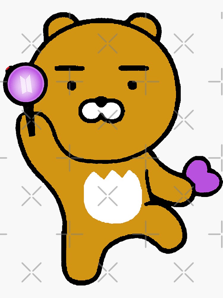 "Ryan the bear with ARMY lightstick" Sticker for Sale by ...