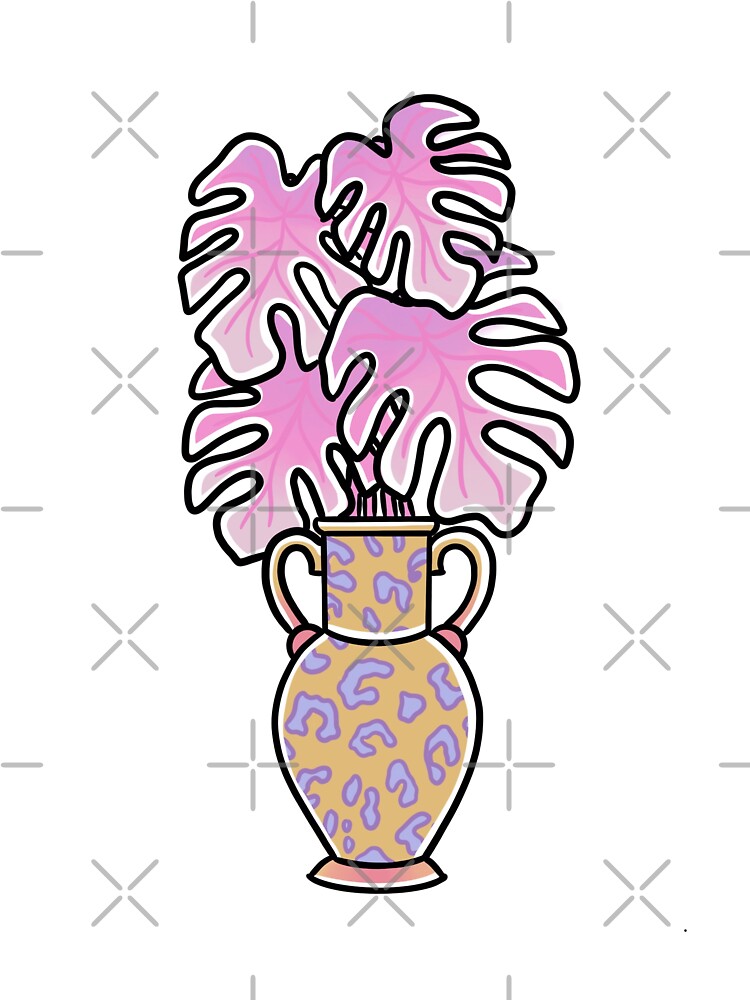 "Pink Monstera" Sticker by peachmoondesign | Redbubble