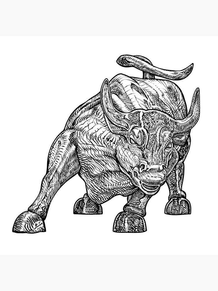 WALL STREET BULL ink portrait Poster