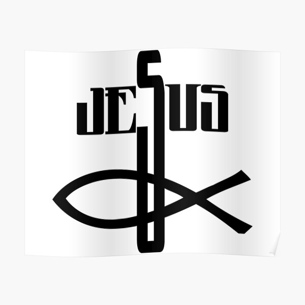 Póster «El nombre de Jesús en forma de cruz y el símbolo Ichthy» de ...