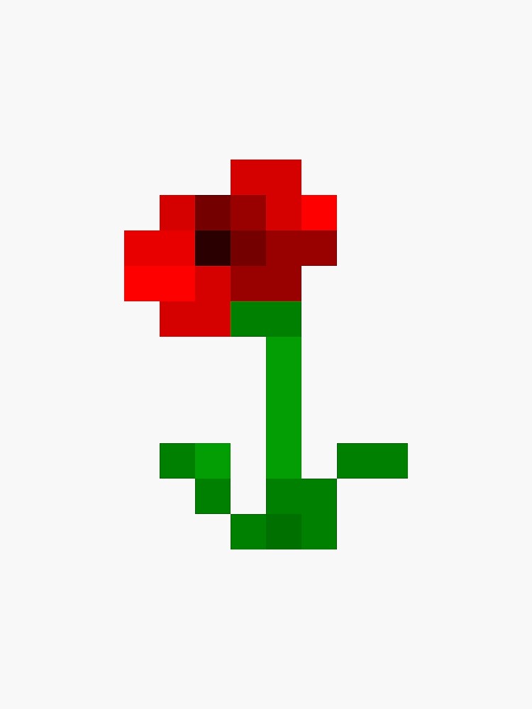 "pixelated red minecraft flower" Sticker for Sale by annaguzzo | Redbubble